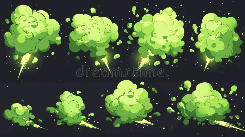 Cartoon Illustration of Alien Attack and Green Explosion Sprite Sheet ...