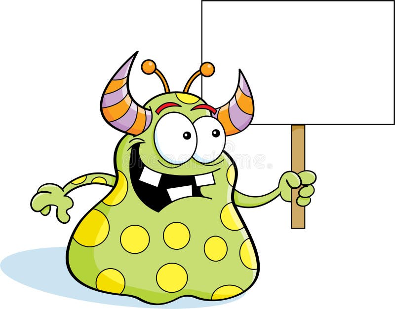 Cartoon Alien Holding a Sign Stock Vector - Illustration of humorous ...