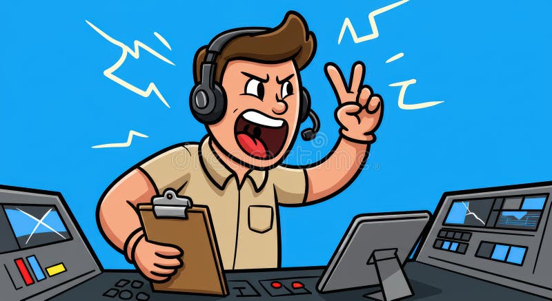 Angry Control Room Operator Stock Illustration - Illustration of ...