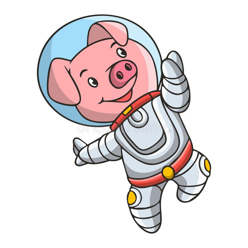 Cartoon Illustration Astronaut Pig Stock Illustration - Illustration of ...