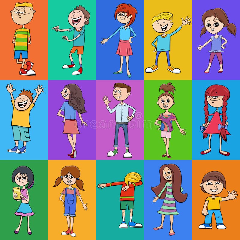 Pattern or Background Design with Cartoon Children Characters Stock ...