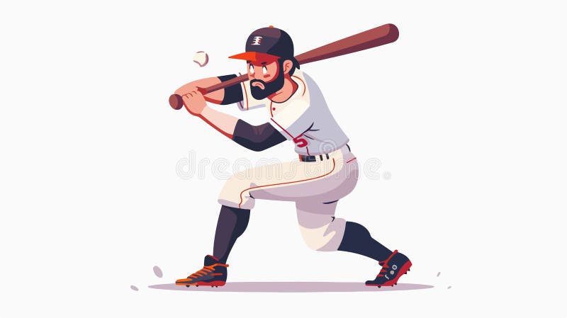 Dynamic Baseball Player with Bat Cartoon Illustration Stock Vector ...