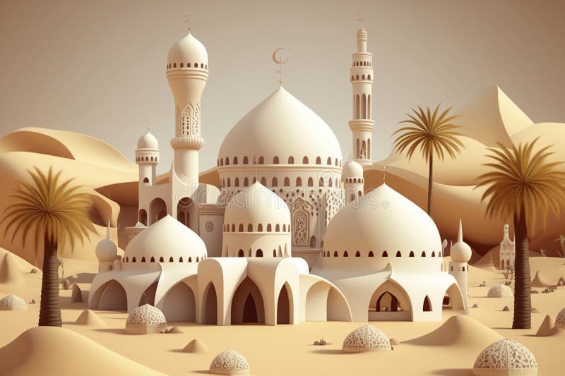 Cartoon Illustration, Beautiful Mosque, Ai Generative Stock ...
