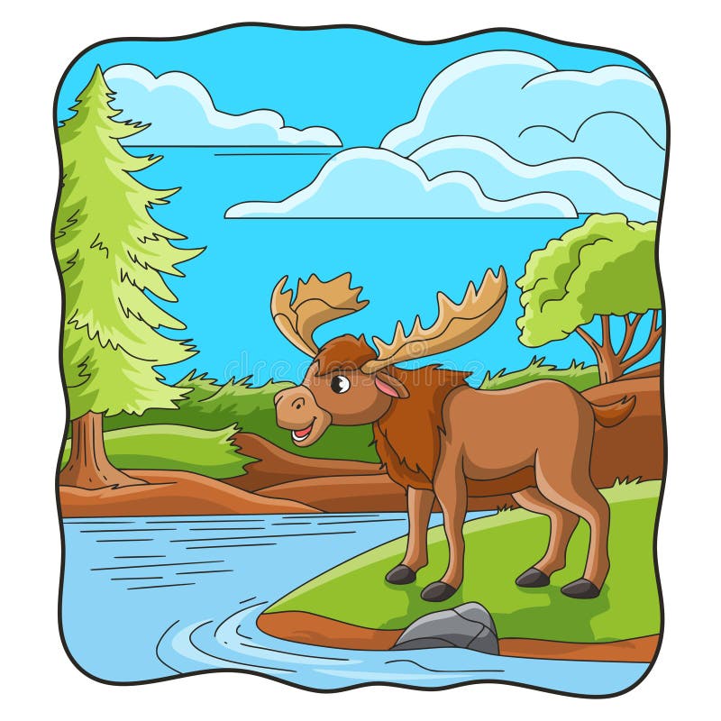 Cartoon Illustration Big Deer Stock Illustration - Illustration of ...