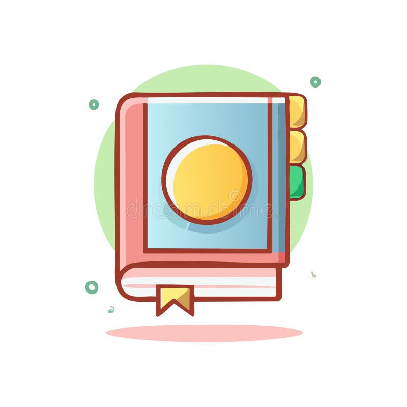 Cartoon Illustration of a Book with Tabs and Bookmark, Cartoon Art ...