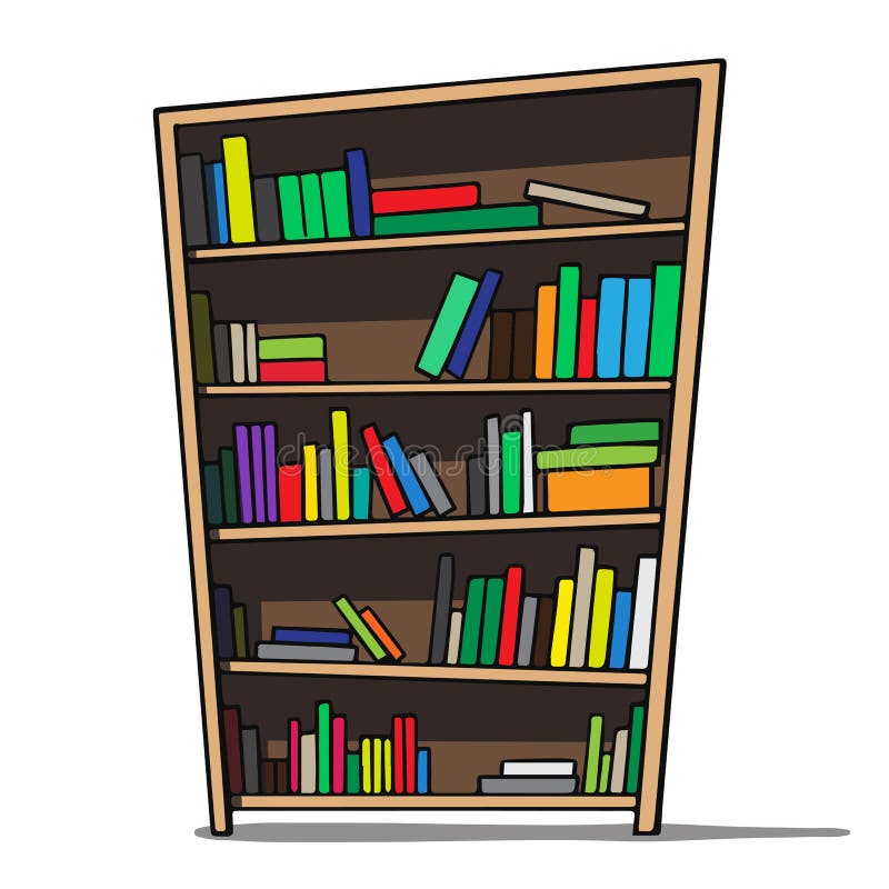 Cartoon Illustration of a Bookshelf. Stock Vector - Illustration of ...