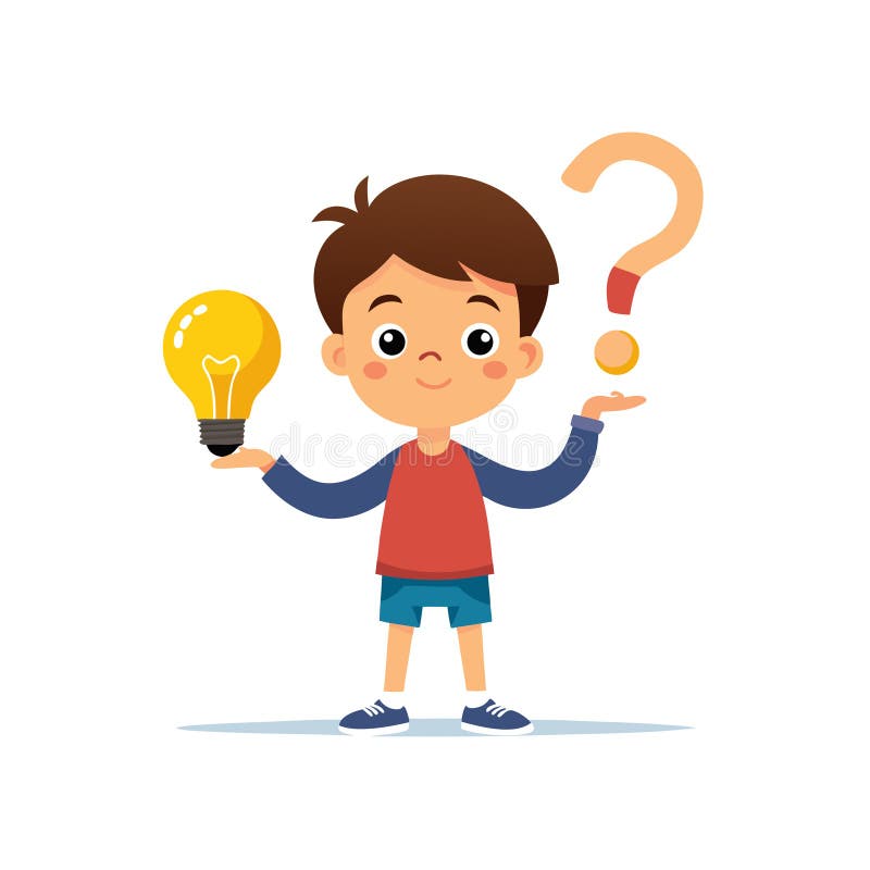 Boy with Question Mark and Light Bulb: Idea Generation, Solution ...