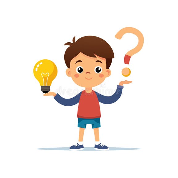 Boy with Question Mark and Light Bulb: Idea Generation, Solution ...