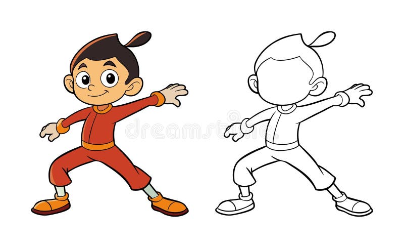 Cartoon Boy Character Posing Ready for Action Illustration Stock Vector ...