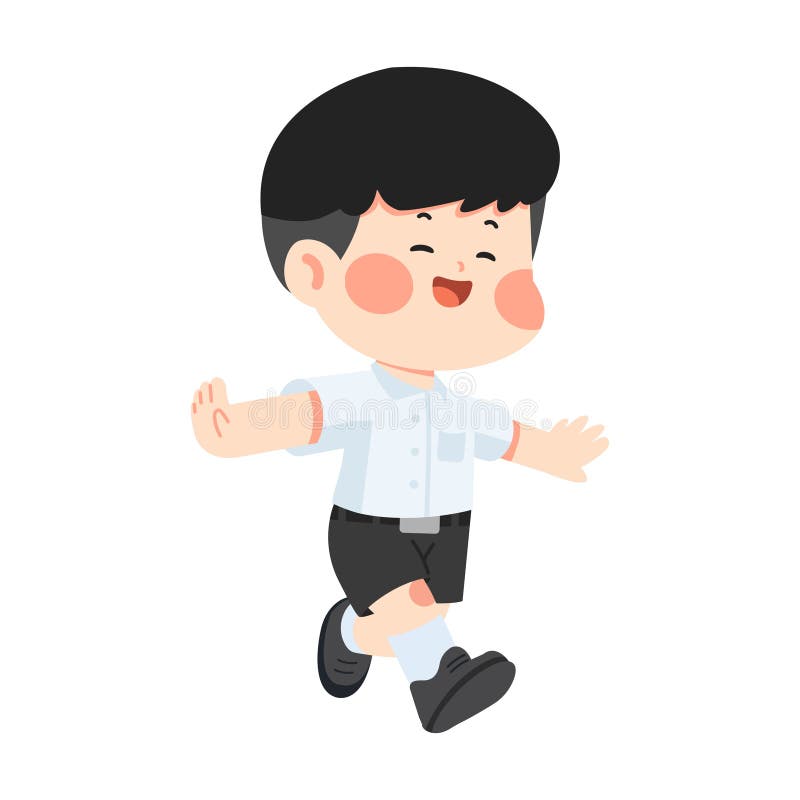 Kid Boy Running To School Cartoon Stock Vector - Illustration of ...