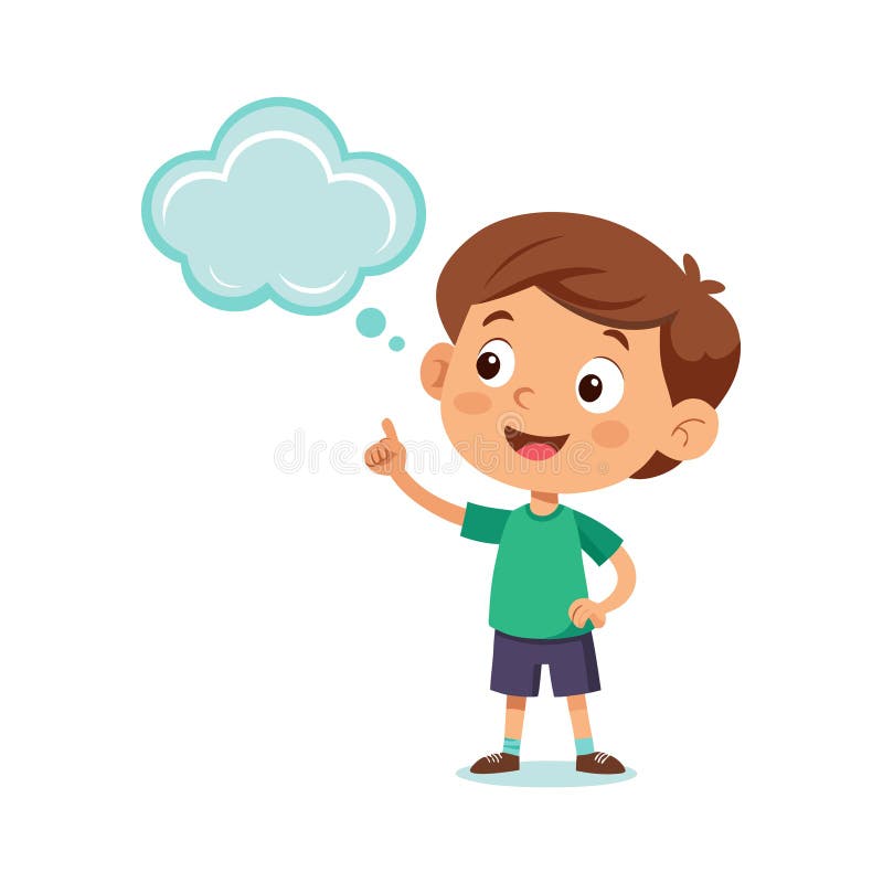 Boy with Thought Bubble: Illustration of a Child Thinking or Wondering ...