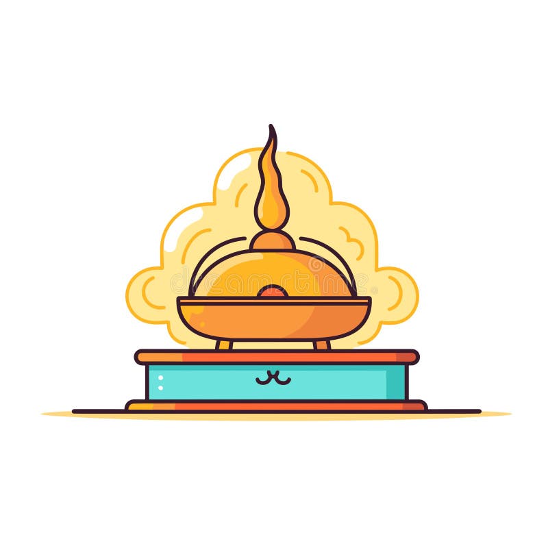 Cartoon Illustration of a Burning Incense Burner with Smoke Stock ...
