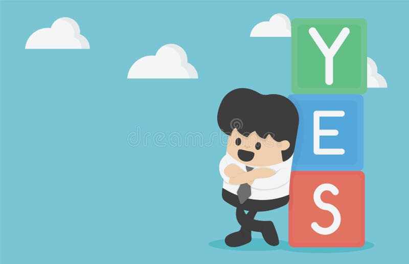 Cartoon Illustration Businessman with Text YES Stock Vector ...