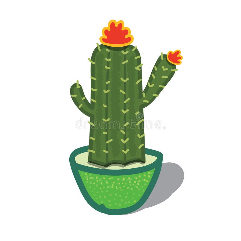 Cartoon Illustration of a Cactus Tree Stock Illustration - Illustration ...