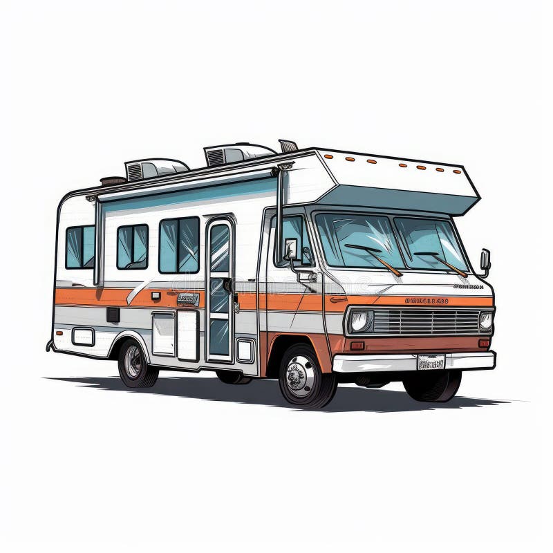 A Cartoon Illustration of a Camper Van. Generative AI. Stock ...