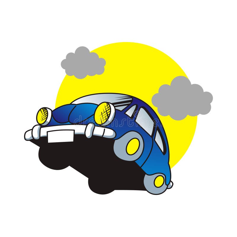 Cartoon Illustration of a Car Running at Night Stock Vector ...