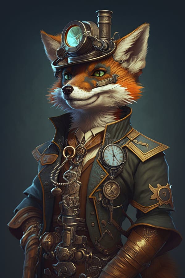 Cartoon Illustration, Cat in Steampunk Style, Ai Generative Stock ...