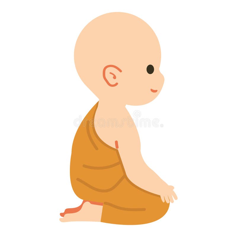 Cartoon Illustration of a Child Monk Stock Illustration - Illustration ...