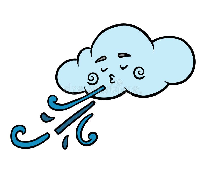 Cartoon Illustration for Children, Cloud and Wind Stock Vector ...