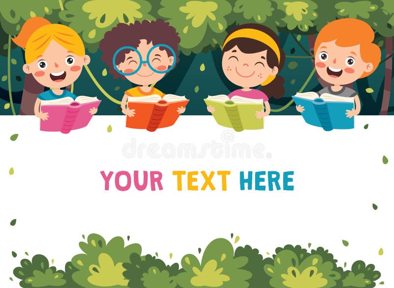 Cartoon Illustration of Children Reading BooK Stock Illustration ...