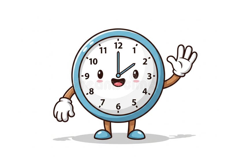 Cartoon Illustration of a Clock with Human Features. the Clock is ...