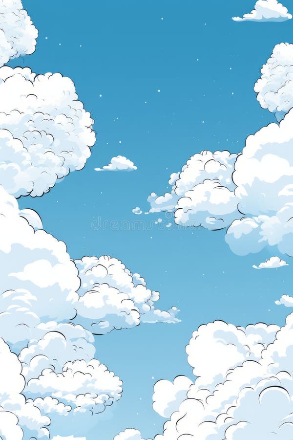 A Cartoon Illustration of Clouds in the Sky Stock Illustration ...