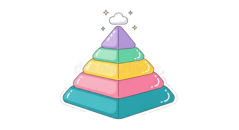 Colorful Pyramid Chart Cartoon Illustration, Hierarchy Concept Stock ...