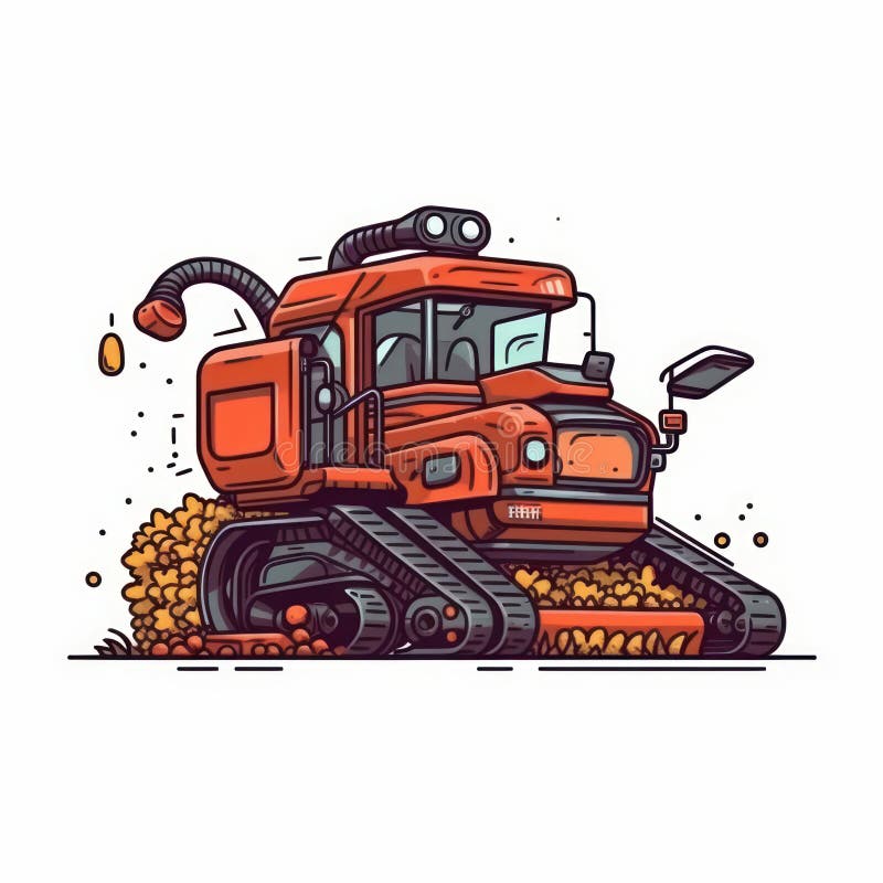 A Cartoon Illustration of a Combine Harvester. Stock Illustration ...