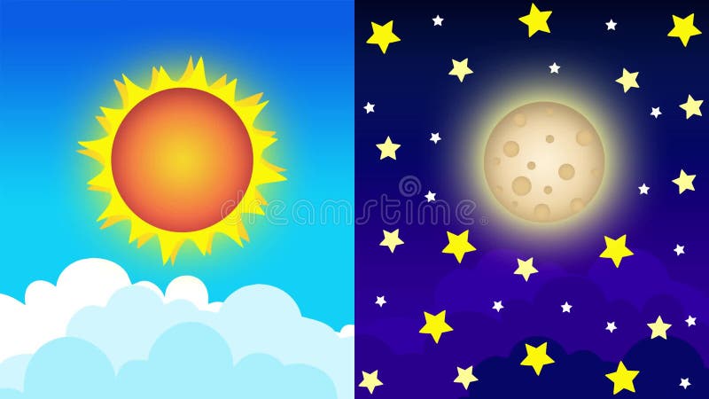 Cartoon Illustration and Comparison of Day and Night Stock Footage ...