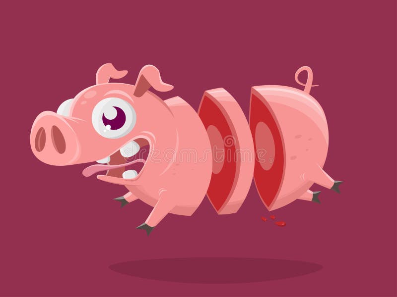 Cartoon Illustration of a Crazy Pig in Slices Stock Vector ...