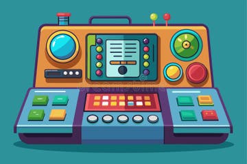 A Cartoon Illustration of a Customizable Control Panel with Buttons and ...