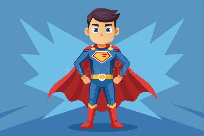 Cartoon Illustration of a Customizable Superhero Standing in Front of a ...