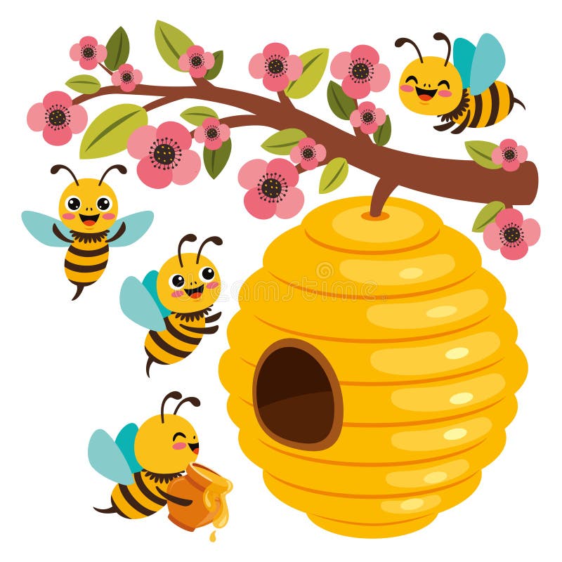 Cartoon Illustration of Cute Bees Stock Illustration - Illustration of ...
