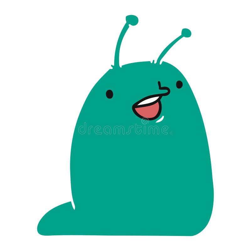 Cartoon Illustration of a Cute Kawaii Slug Stock Vector - Illustration ...