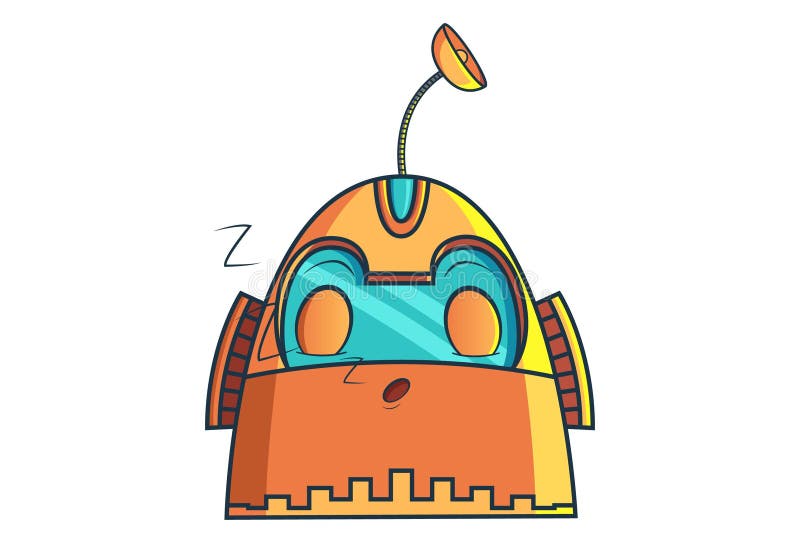 Robot Sleeping Cyborg Isolated on Blue Background Concept Modern ...