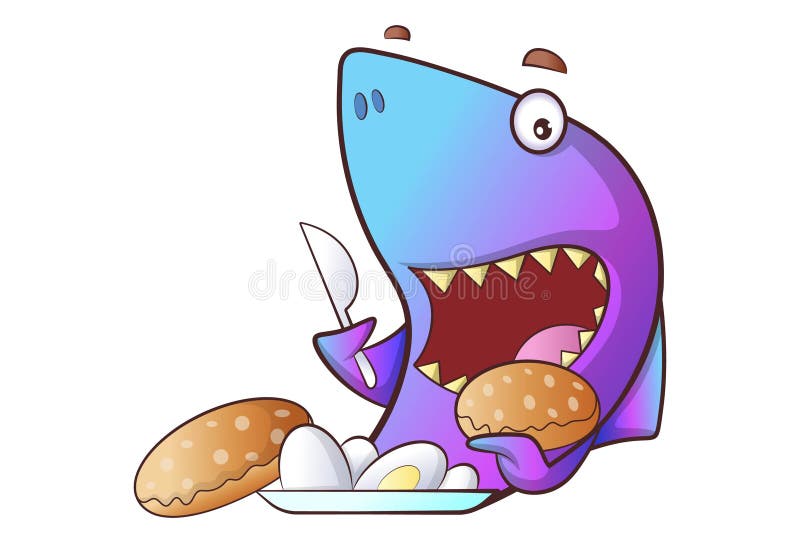 Cute Shark Eating Stock Illustrations – 83 Cute Shark Eating Stock ...