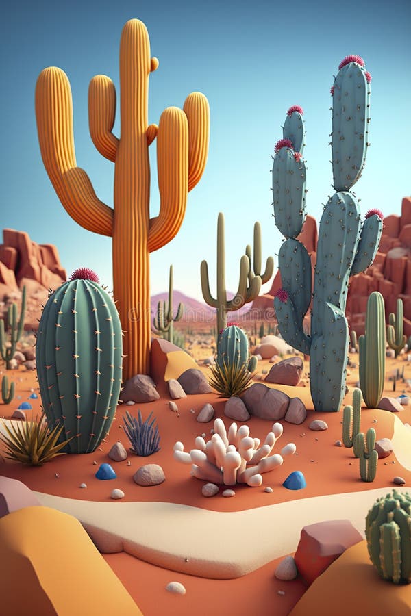 Cartoon Illustration, Desert Landscape, Ai Generative Stock ...