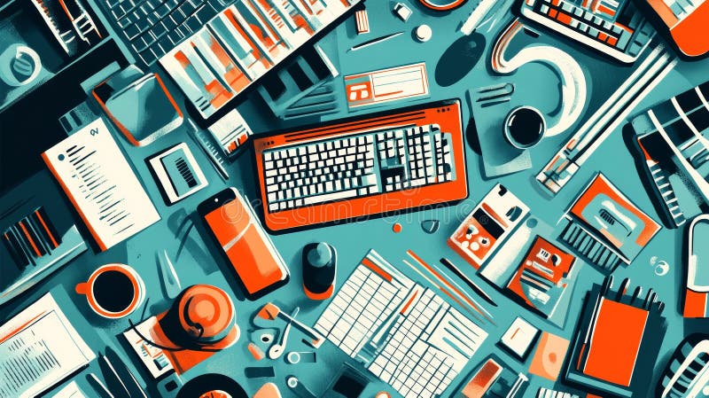 A Cartoon Illustration of a Dirty and Clean Office Worker S Desk. Work ...