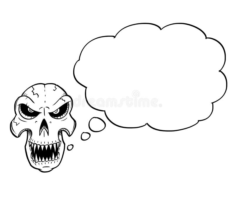 Cartoon Illustration or Drawing of Halloween Skull with Empty Speech ...