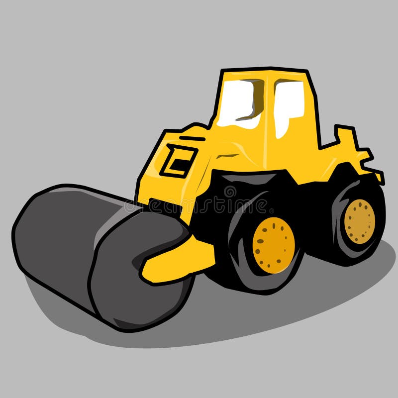 Cartoon Illustration Drawing Heavy Equipment Crane Excavator Working ...