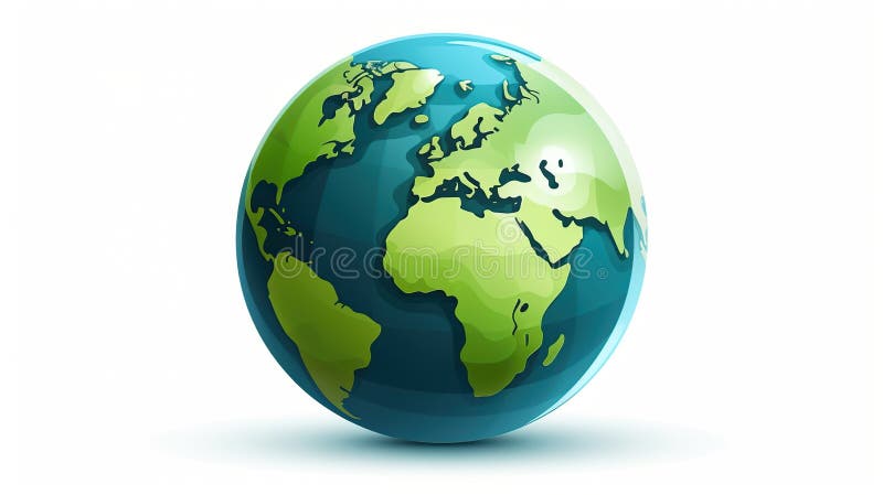A Cartoon Illustration of the Earth on a White Background Stock ...