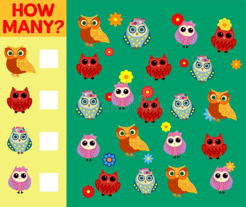 Cartoon Illustration of Educational Counting Activity Game for Children ...