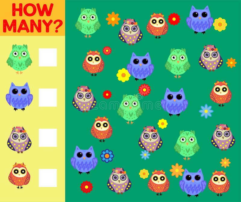 Cartoon Illustration of Educational Counting Activity Game for Children ...