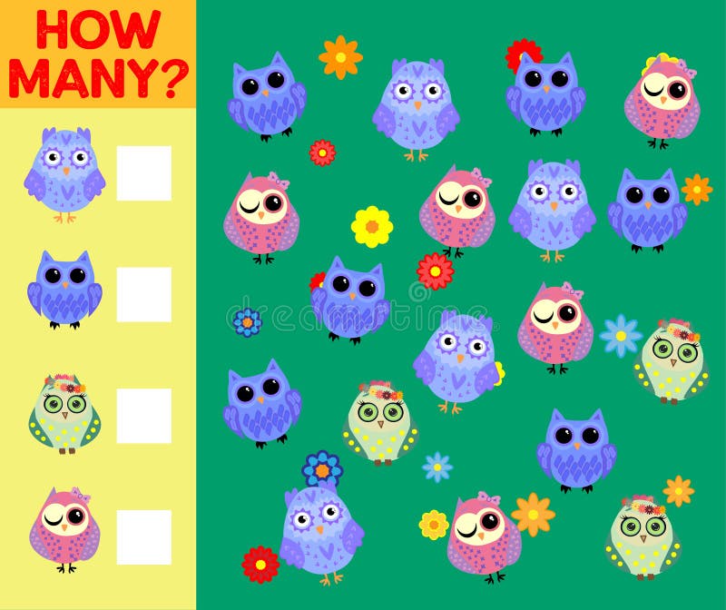 Cartoon Illustration of Educational Counting Activity Game for Children ...