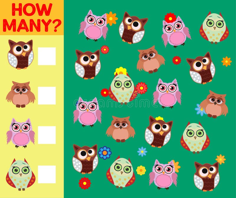 Cartoon Illustration of Educational Counting Activity Game for Children ...