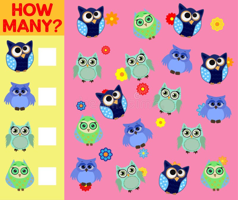 Cartoon Illustration of Educational Counting Activity Game for Children ...