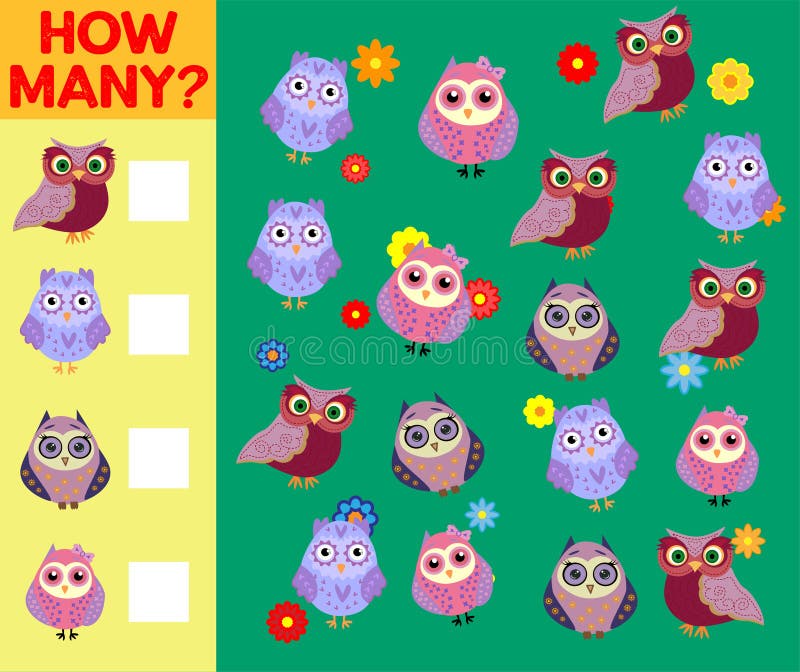 Cartoon Illustration of Educational Counting Activity Game for Children ...