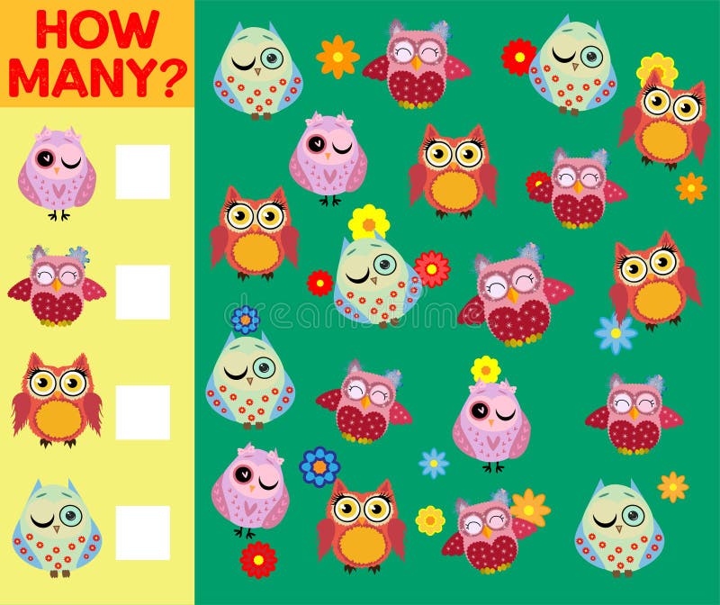 Cartoon Illustration of Educational Counting Activity Game for Children ...