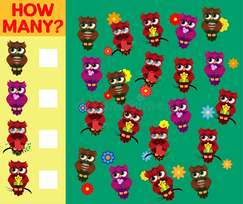 Cartoon Illustration of Educational Counting Activity Game for Children ...