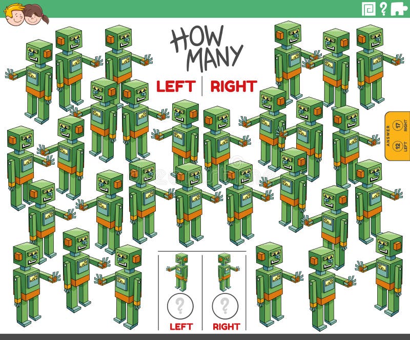 Counting Left and Right Pictures of Cartoon Robot Character Stock ...